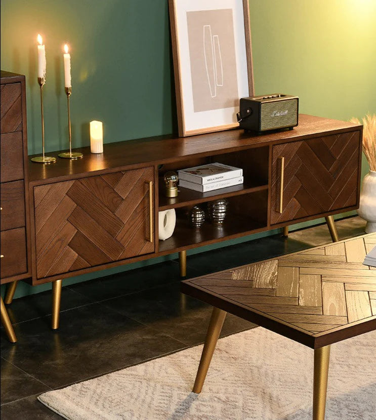 LILAH Herringbone TV Console Solid Wood American Ash Cabinet – Big-Sale ...